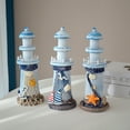 Yihuala Wooden Lighthouse Decors Lighthouse with Fish Net Anchors ...