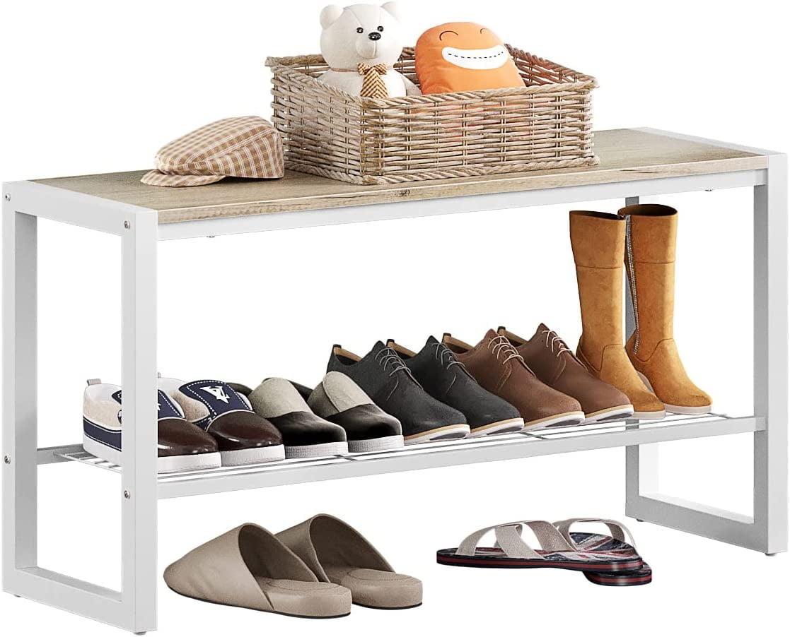 Shoe Bench, Modern Industrial Shoe Storage Bench, Entryway Bench with ...