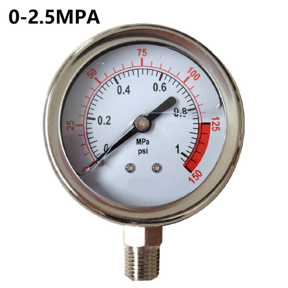 Liquid Filled Pressure Gauge PSI/MPA 304Stainless Steel Case 1/4NPT Lower Mount - Walmart.com