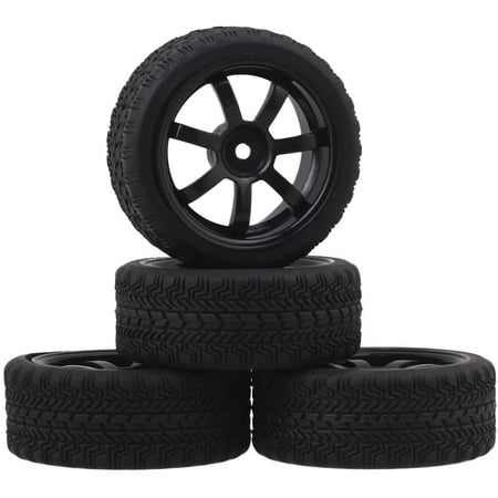 Black RC 1/10 On-Road Racing Car Black Plastic 7-Spoke Wheel Rim & High ...