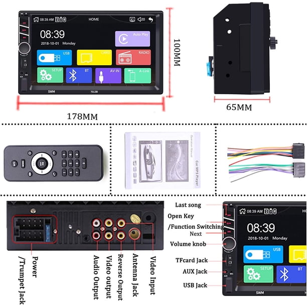 7013B Carplay+Android Auto Car Stereo 7 Inch Double Din Radio - Walmart.com