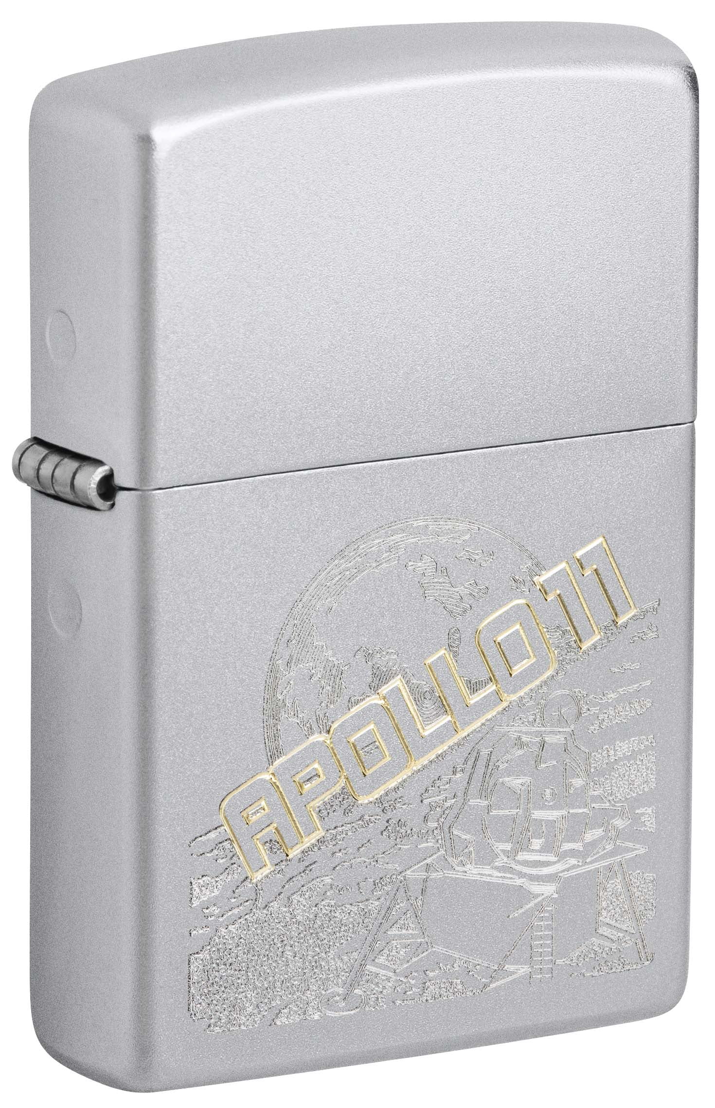 Zippo Lighter: Apollo 11 Space Lunar Module, Engraved - Satin Chrome ...