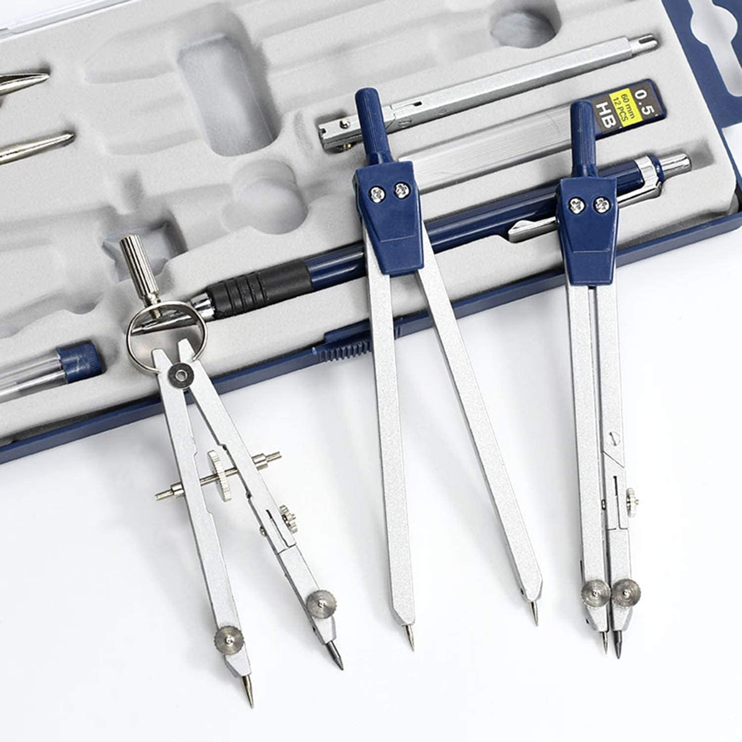 Buy 9Pc Geometry Set Metal Compass Geometry Precision Tool for Student ...