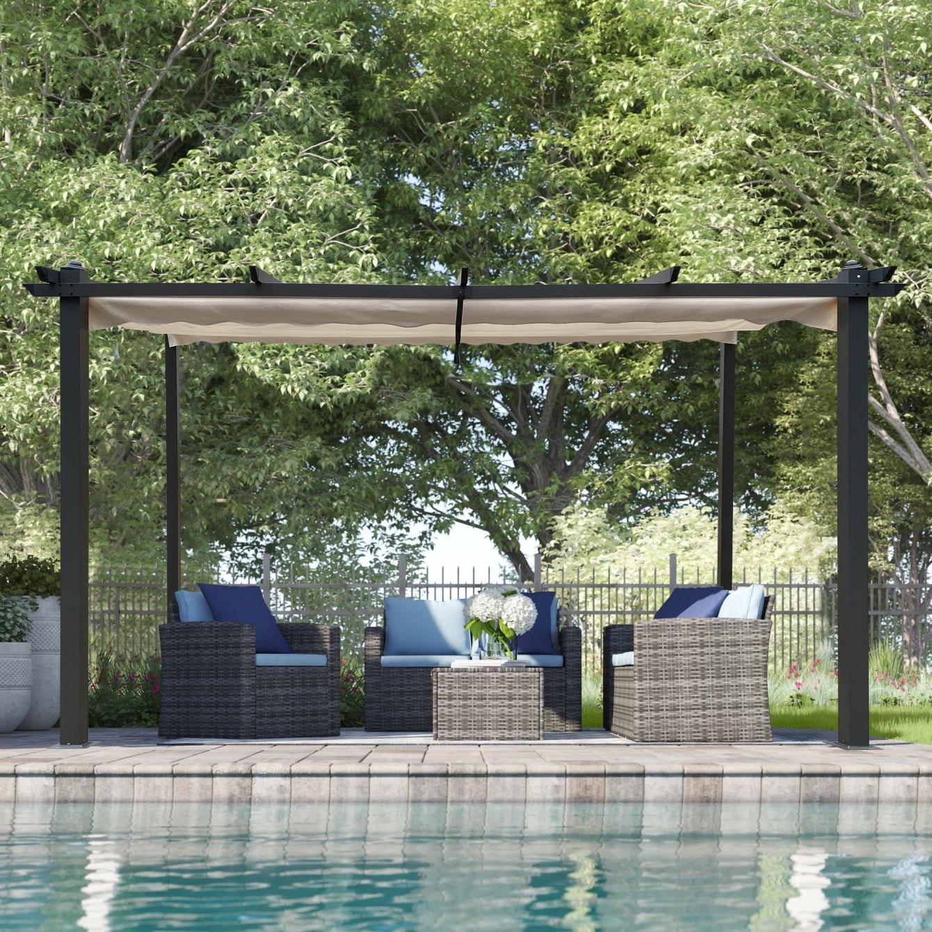 13'x10' Patio Awning Outdoor Sun Shade Shelter with UV Protection and ...