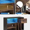 Dextrus Large Record Player Stand with Power Outlets & LED Light, Vinyl ...