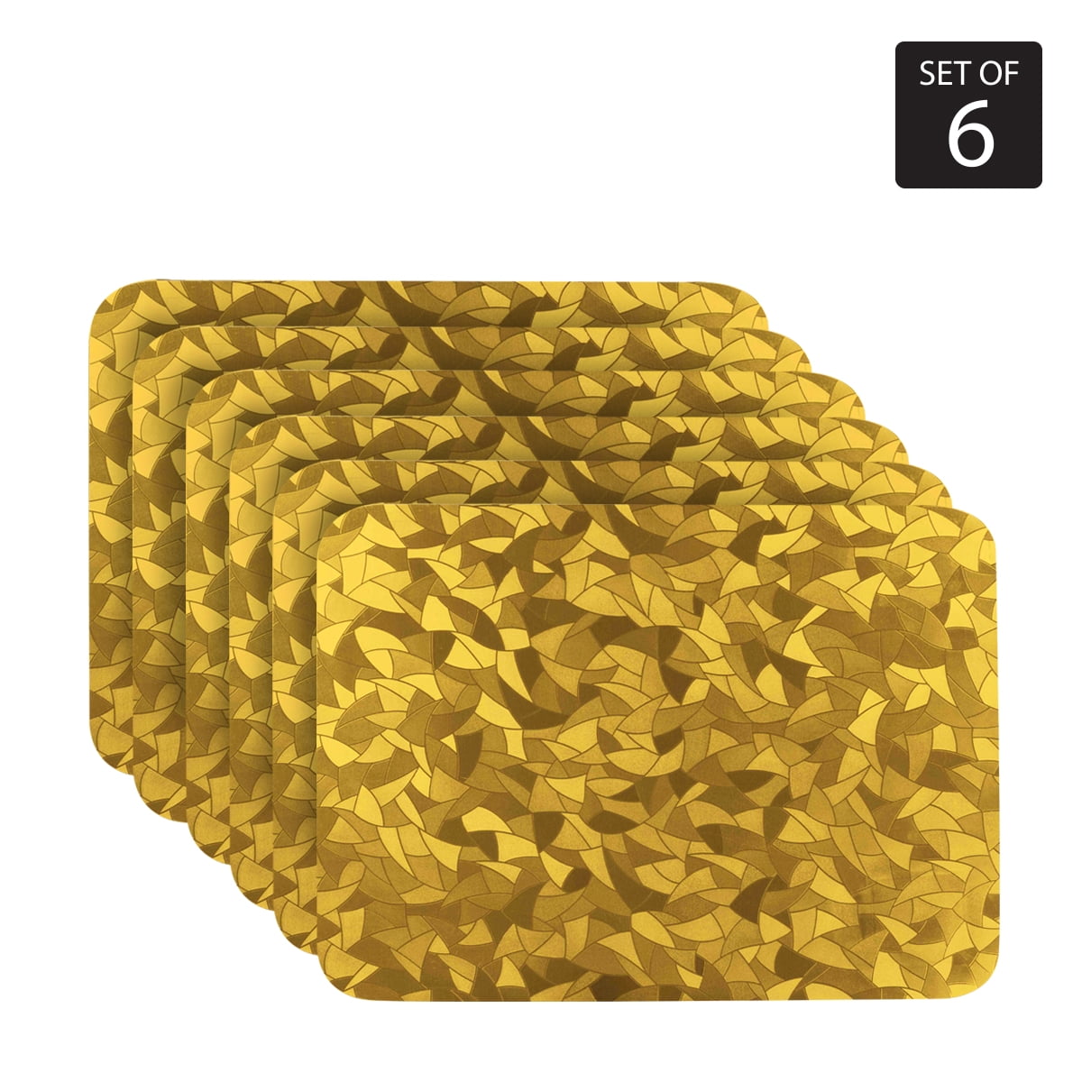 Metallic Leaf Placemat Set of 6 GOLD - Walmart.com