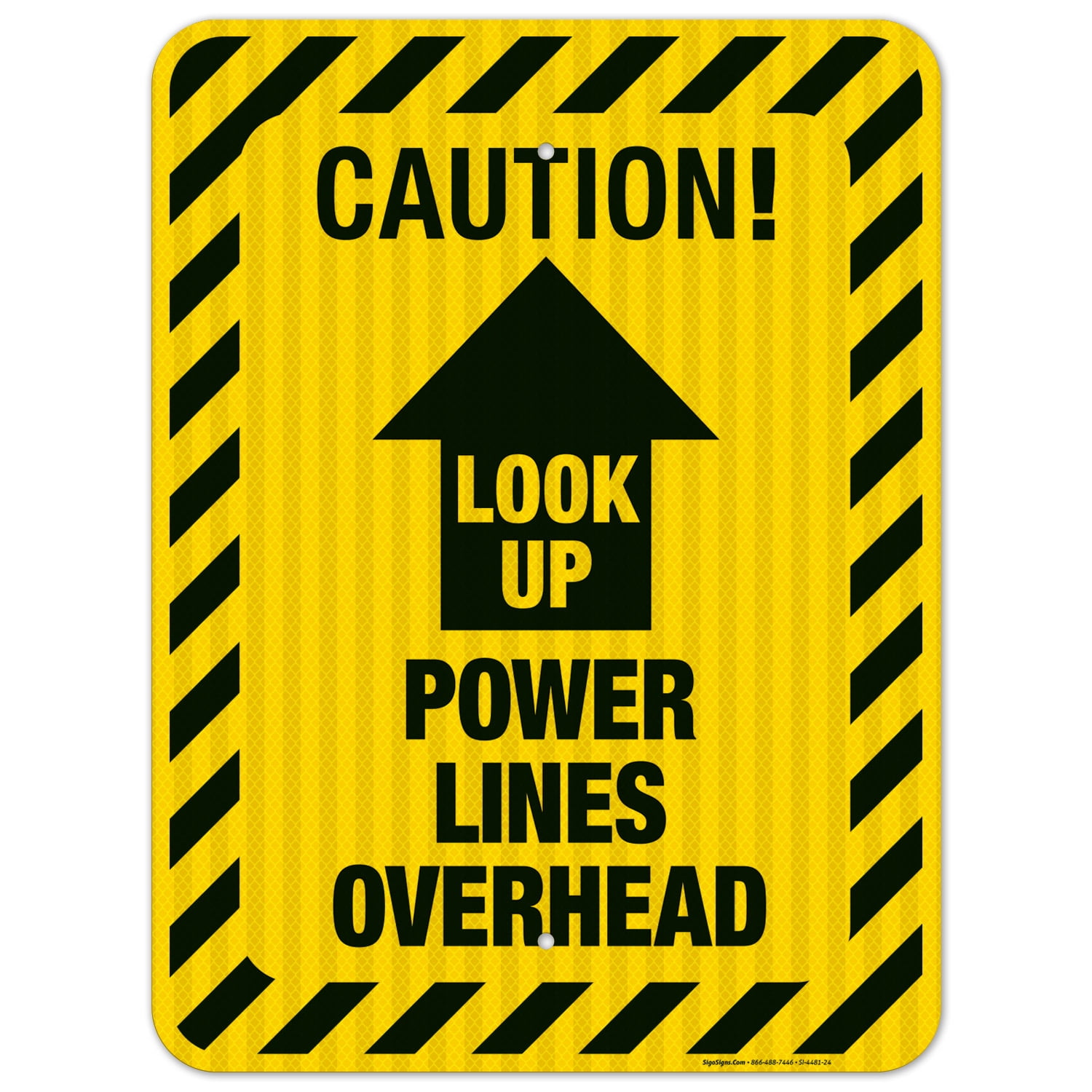 Power Lines Overhead Sign, OSHA Caution Sign, - Walmart.com