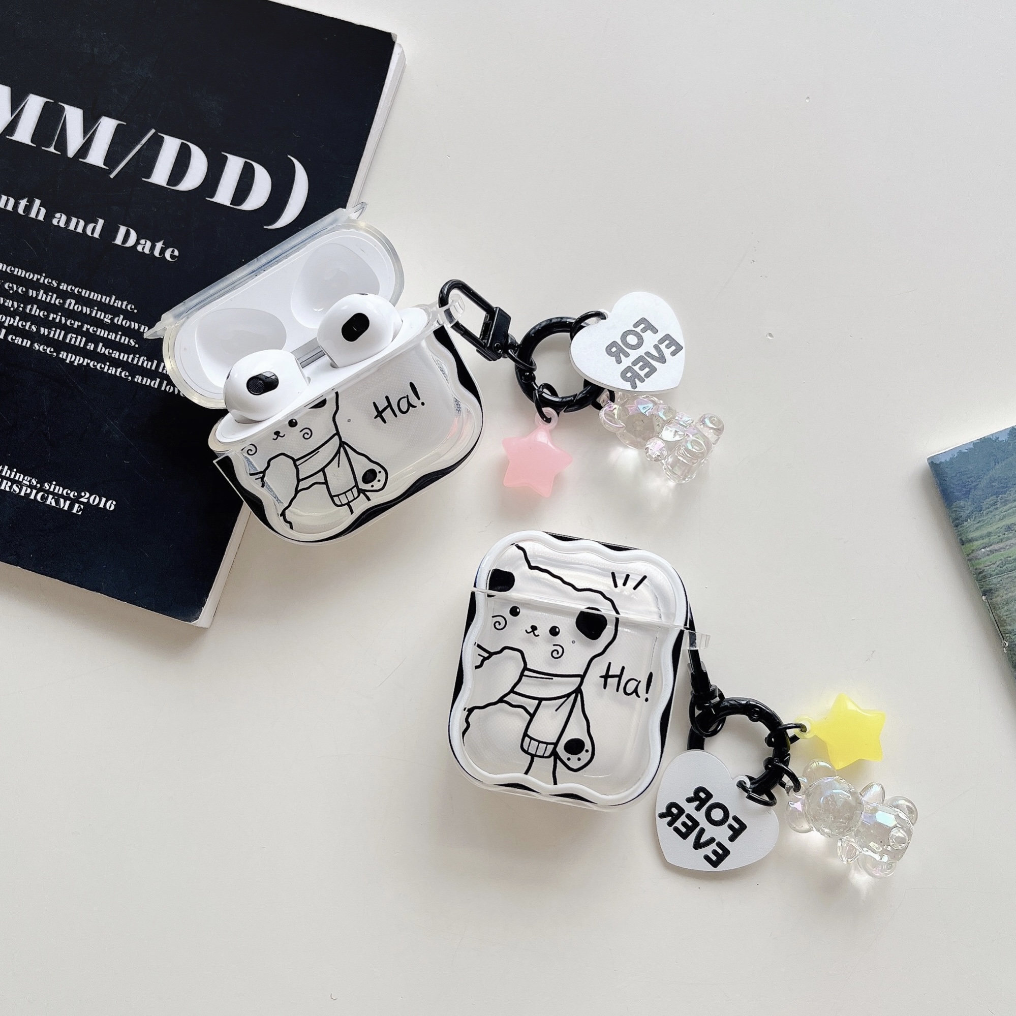 Foreverrich Cartoon Bear Patterned Cute Hybrid PC Case For Apple Airpods Pro 1st 2nd 3rd ...