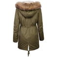 KOGMO Womens Long Anorak Coat Fur Trim Hoodie Jacket with Fuax Fur ...