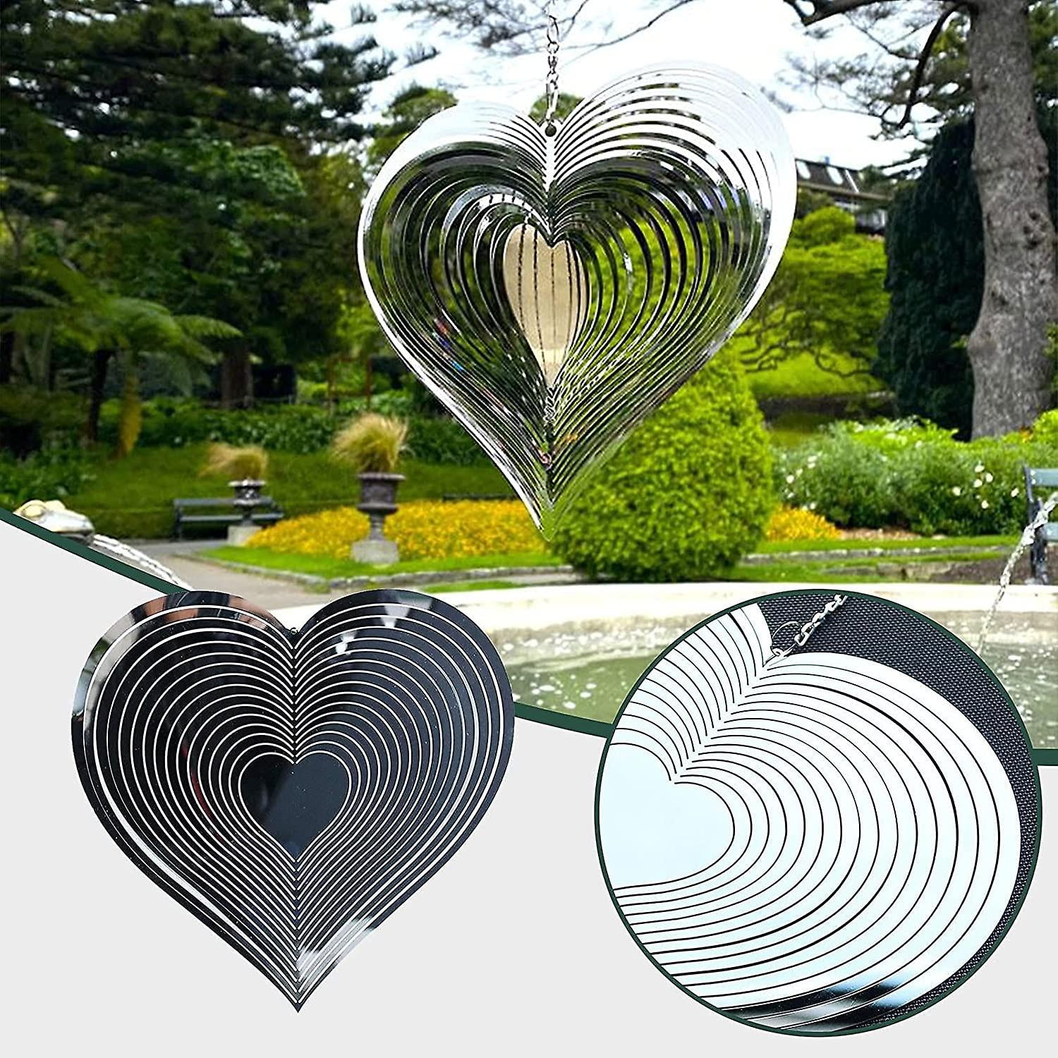 1 Spiral Heart Wind Chime 360 Degree Rotator Hanging Logo Tree Pendant ...