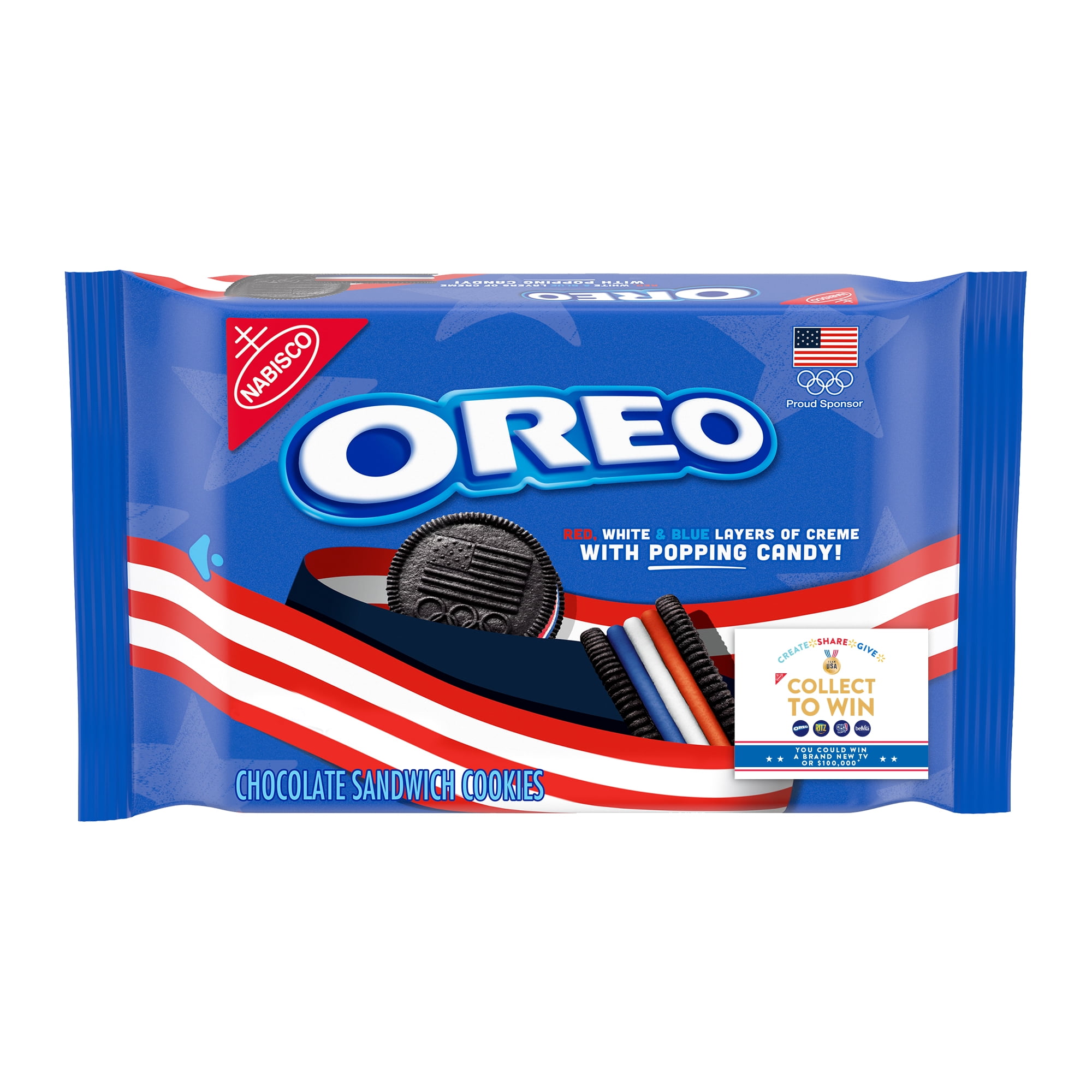 Team USA OREO Chocolate Sandwich Cookies with Red, White & Blue and ...