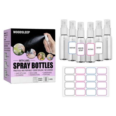 WOODSLEEP 6Pcs 50ml Clear Spray Bottles Pratical Portable Good Sealing No Leakage Fine Mist With ...