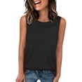 Blouses For Women Summer Crew Neck Sleeveless Casual Solid Relaxed Boho ...