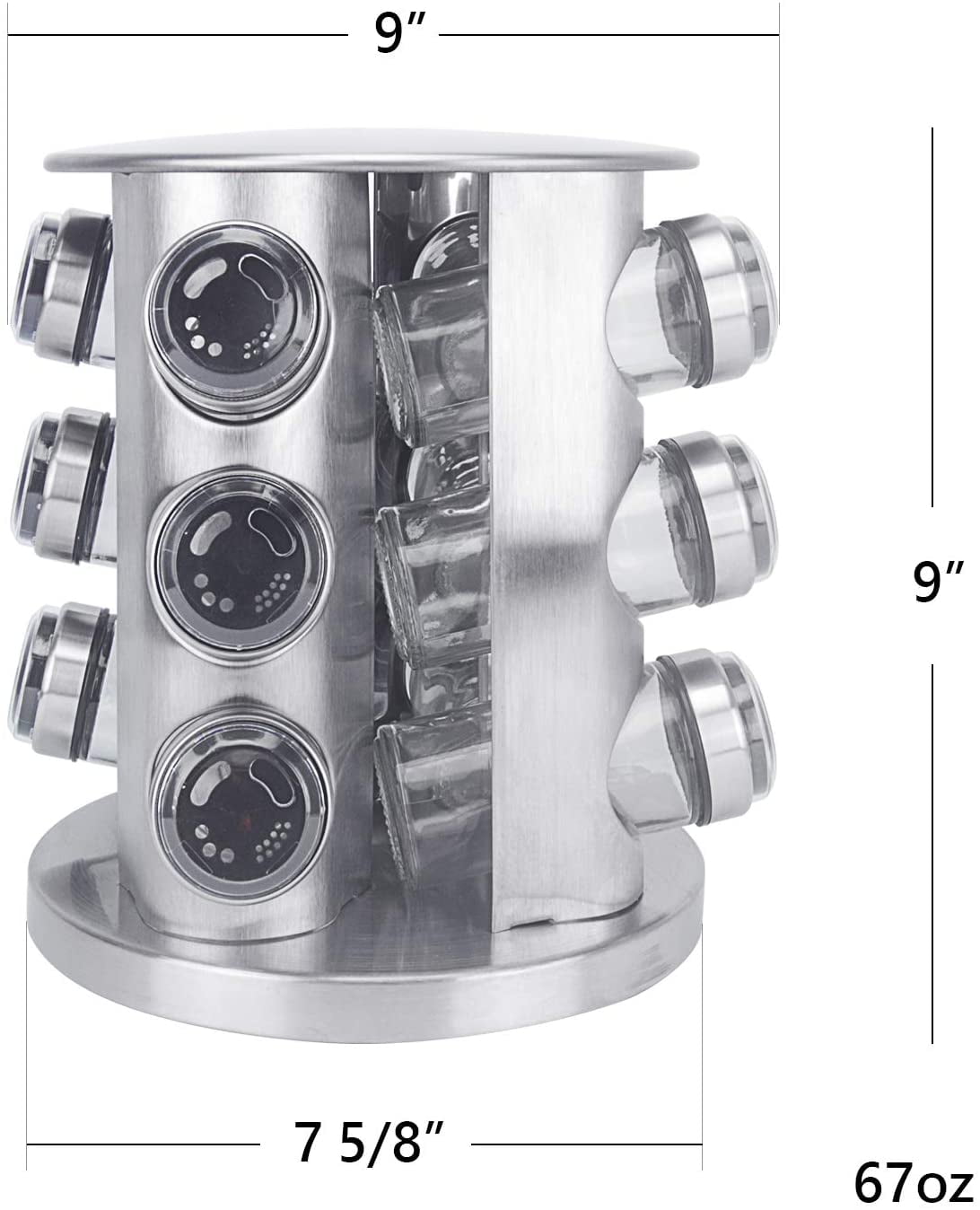Buy Stainless Steel Revolving Spice Rack 12 Glass Jars Bottles Shakers ...