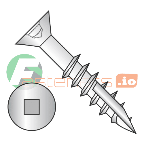 #6 x 1 1/2" Deep Thread Wood Screws / Square Drive / Flat Head / Type ...