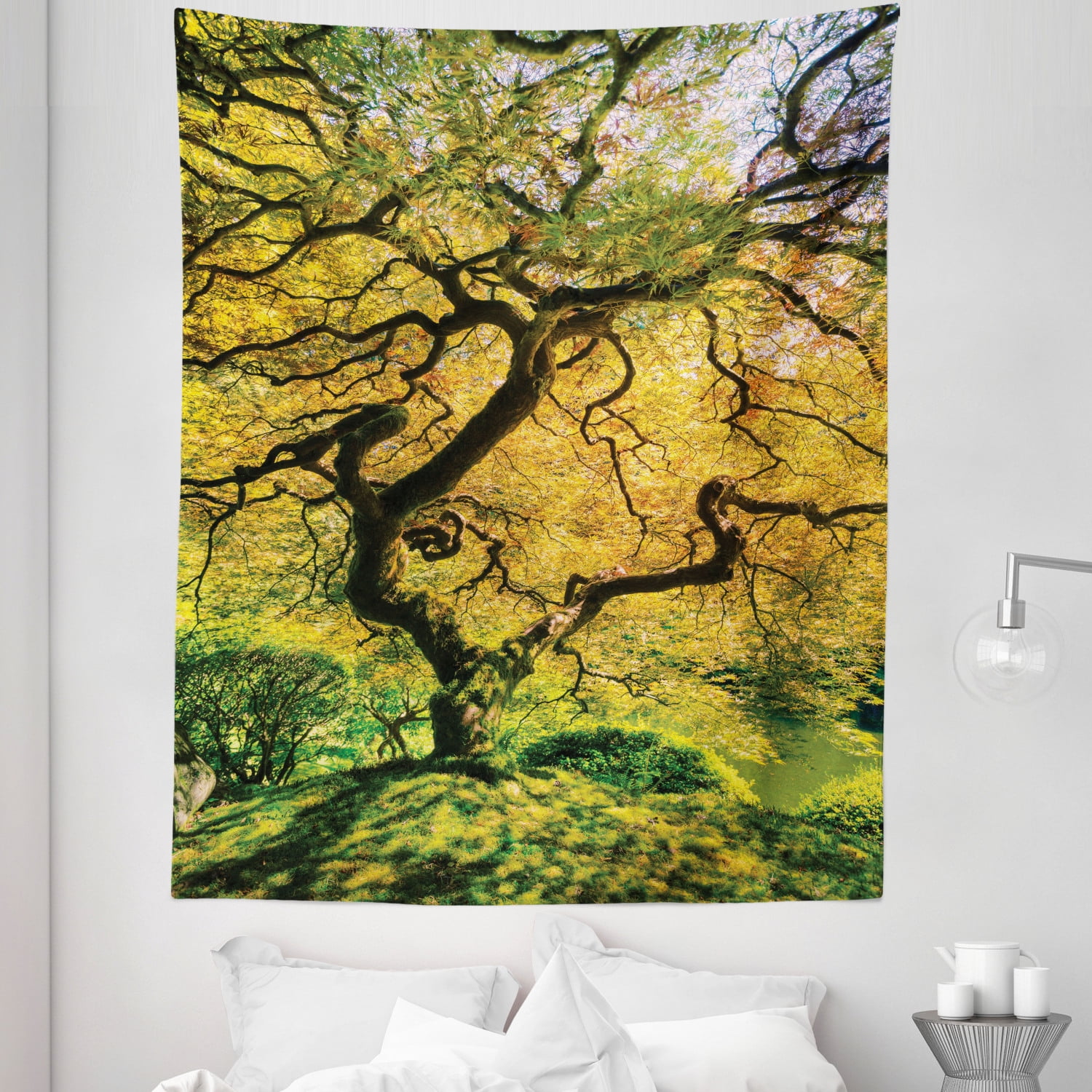 Tree Tapestry, Shadows of Large Maple Along with River with Sun Rays ...