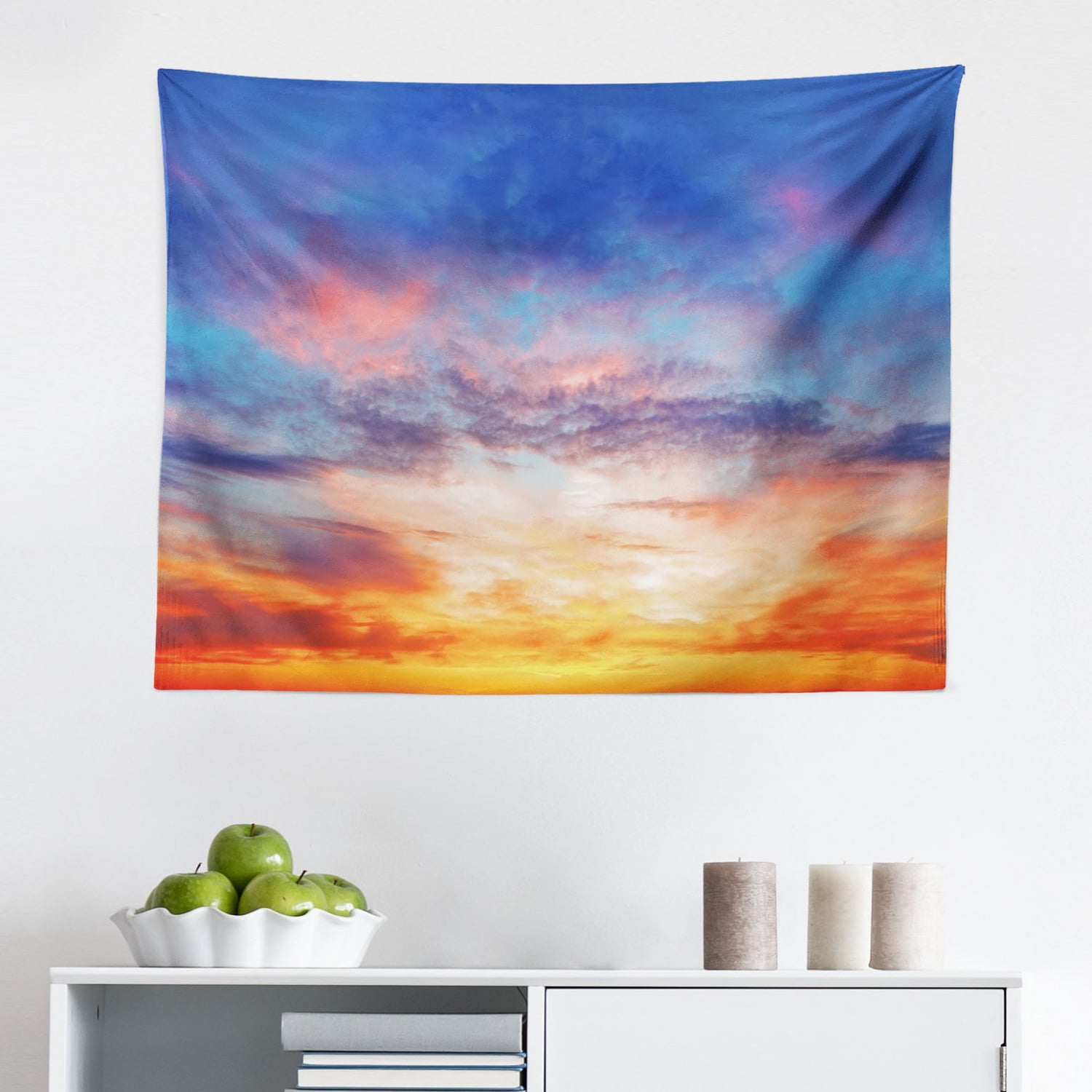 Landscape Tapestry, Sunburst Lining View Fluffy Clouds in The Summer ...