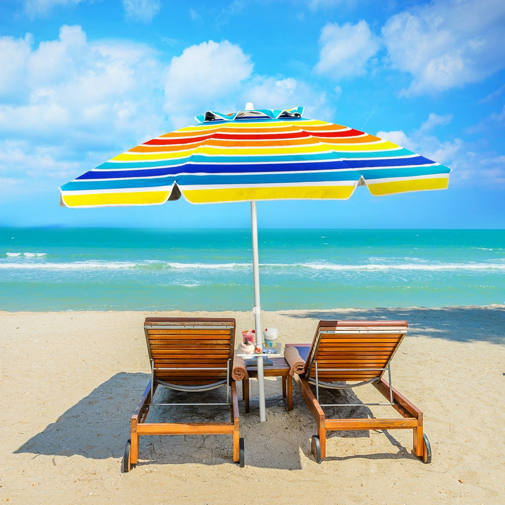 Gymax 7 2ft Beach Umbrella Outdoor Patio Garden W Carrying Bag Sand