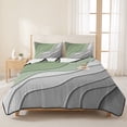 3 Pieces King Quilt Set,Sage Green Gradient Stripe Ripple Soft Bedding ...