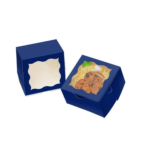 55pcs Cookie Boxes with Window 4x4x2.5 inches | Royal Blue Bakery Boxes ...