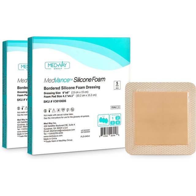 "MedVance™ Bordered Silicone Adhesive Foam Dressing for Wound Care, Non ...