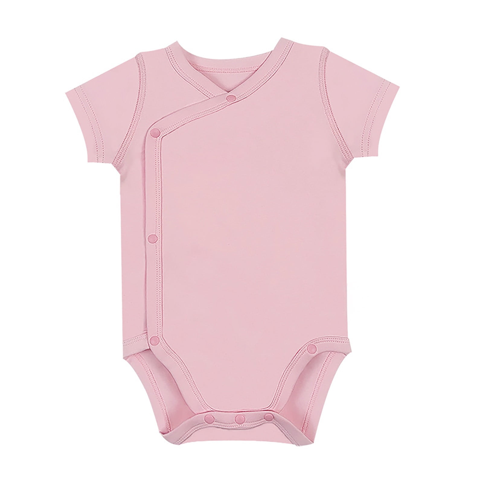 Miashui Baby Short Sleeve Side Snap Bodysuit Unisex Solid Color Soft Clothes light Pink 0-3 Months