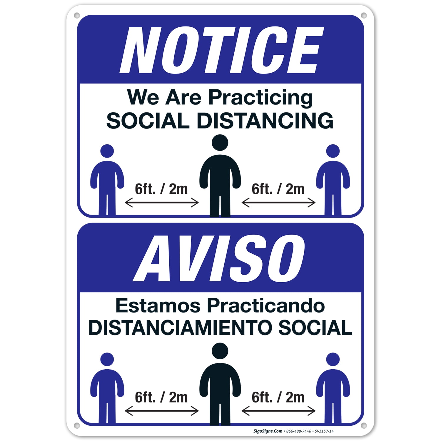 Social Distancing Bilingual Sign, Social Distancing Sign, Spanish ...