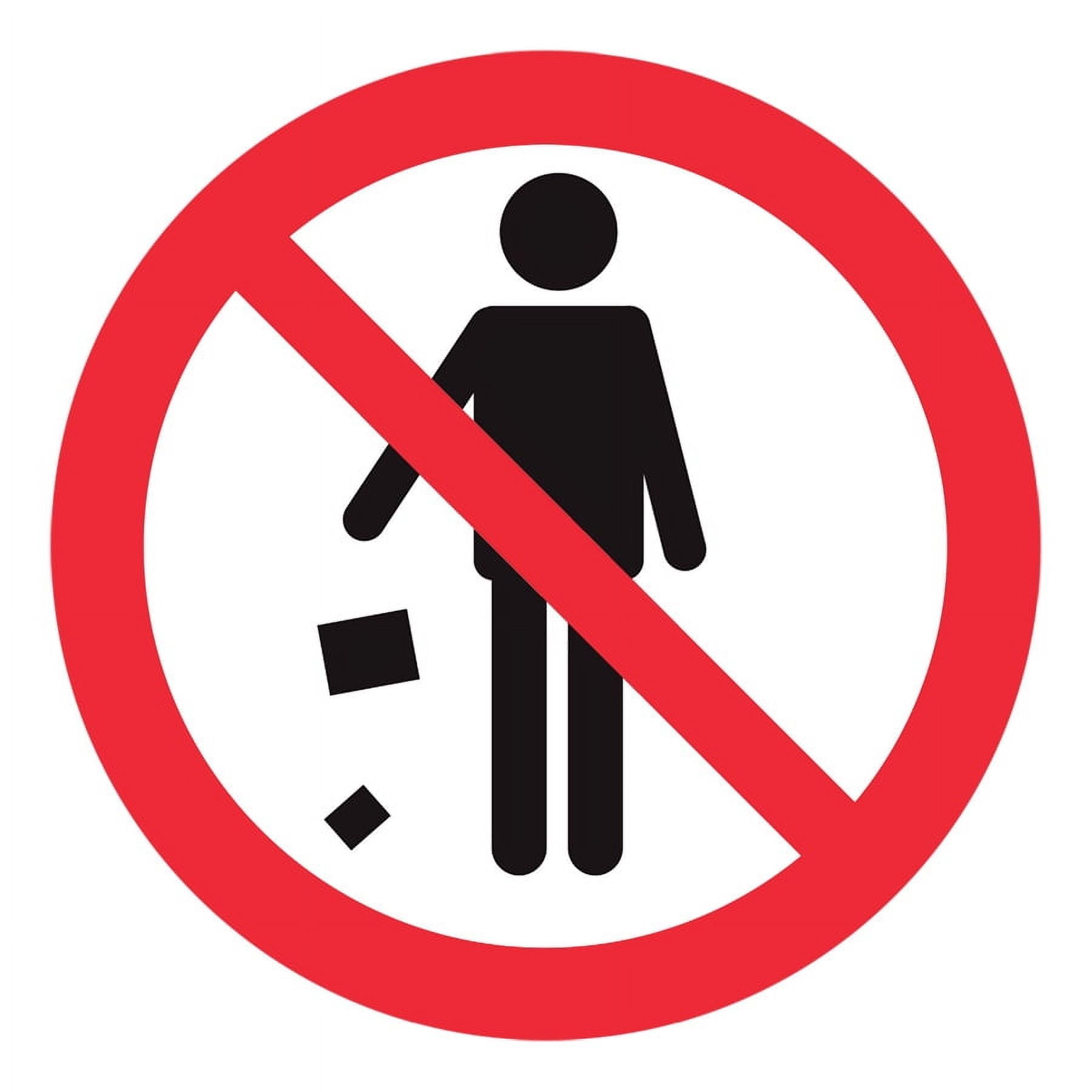 Señal prohibitiva: "No tirar basura" en blanco, rojo y negro. Plástico ...