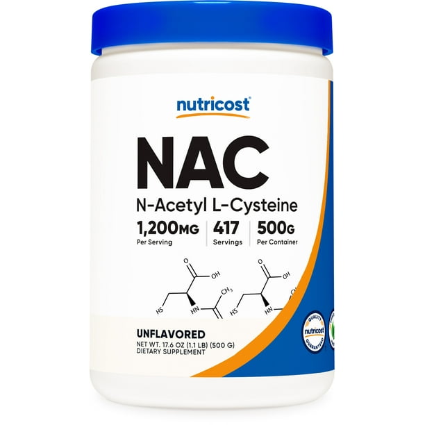 Nutricost N-Acetyl L-Cysteine (NAC) Powder Supplement, 500 Grams, 417 ...