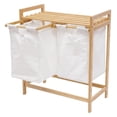 Bamboo Laundry Hamper Basket, 2 Sections Laundry Clothes Hamper Sorter ...