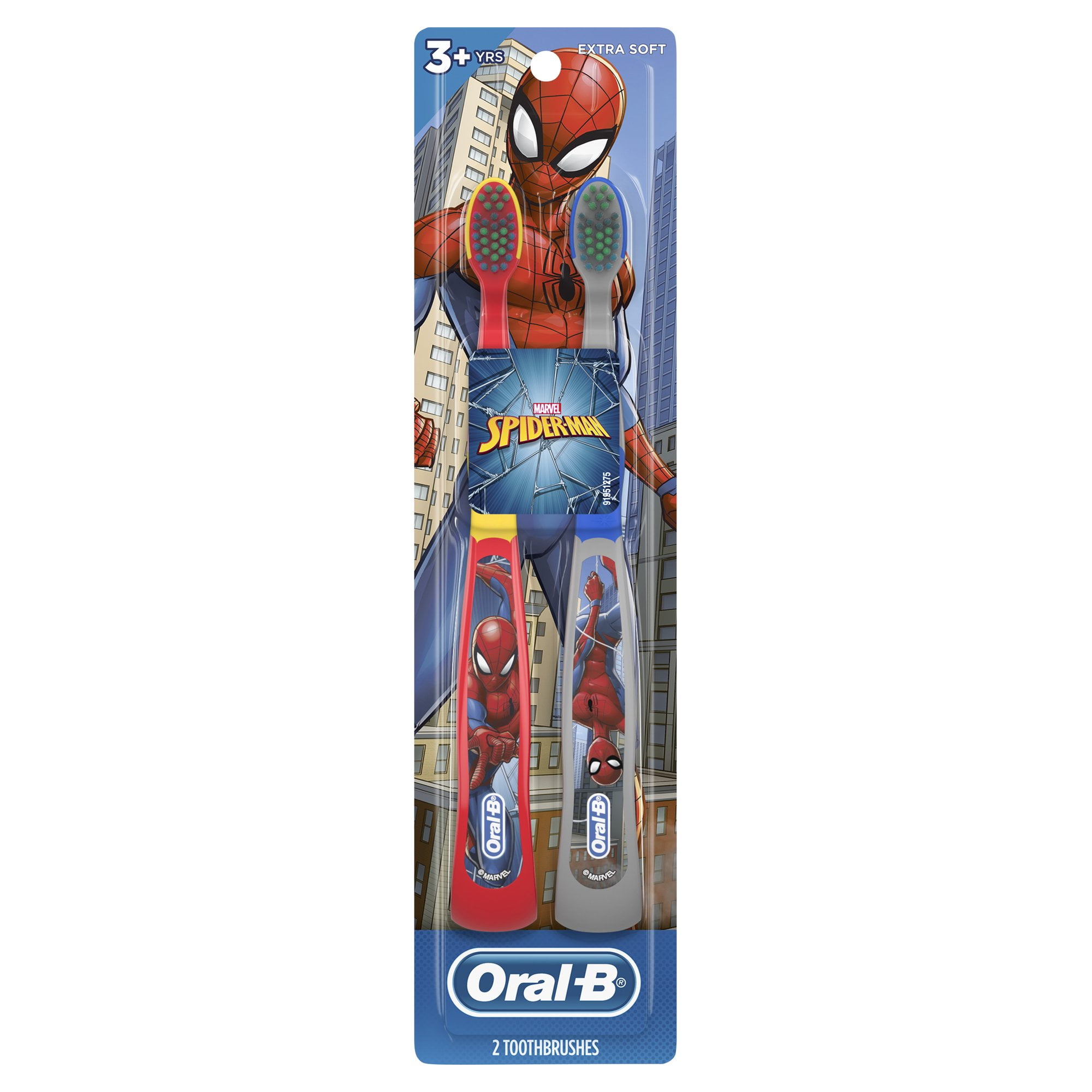 Oral-B Kids Ages 3+ Spider Man Toothbrush Power Tip Bristles, 2ct, 3 ...