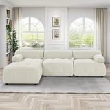 Aukfa 93" Sectional Sofa, Living Room Modular Couch with Ottoman ...