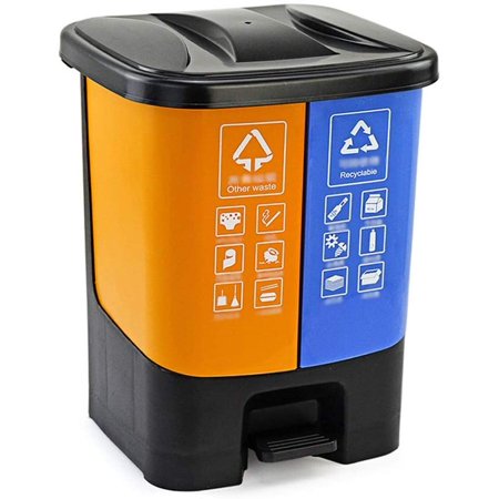 Trash Can Dual Trash Garbage Can Plastic Garbage Sorting Bucket ...