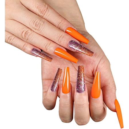 24 Pcs Super Long False Nails Wearing Nails Long Ballet Nails Flat Head ...