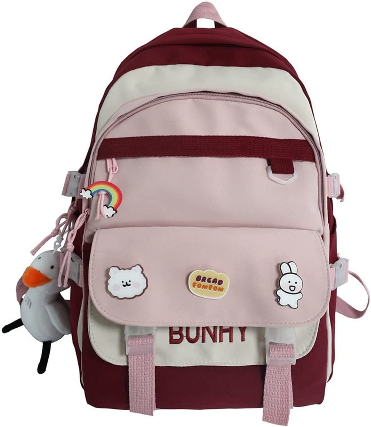 Kawaii Cute Backpack with Duck Pendant & Pins - Back To School Supplies ...