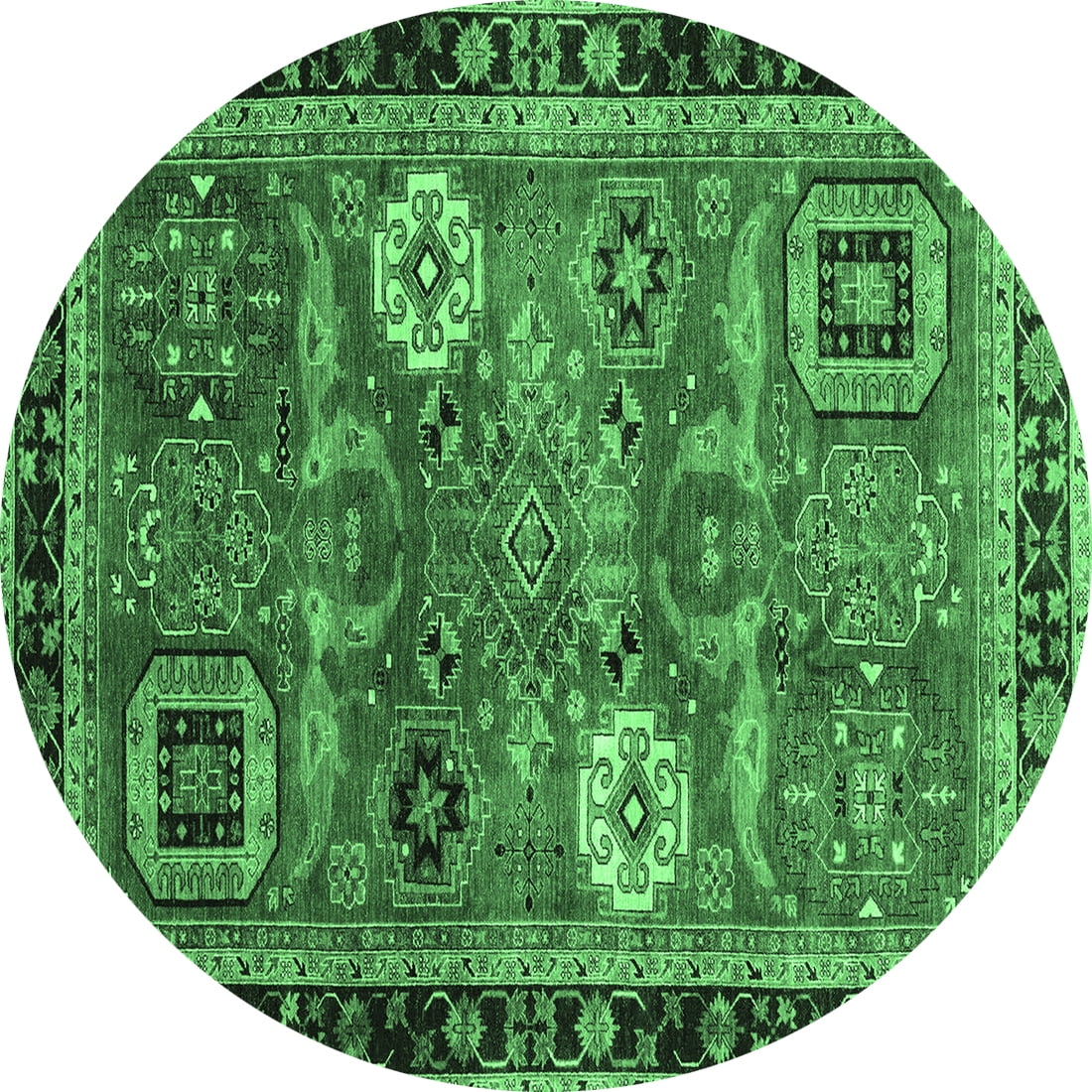 Ahgly Company Indoor Round Abstract Emerald Green Modern Area Rugs, 6 ...