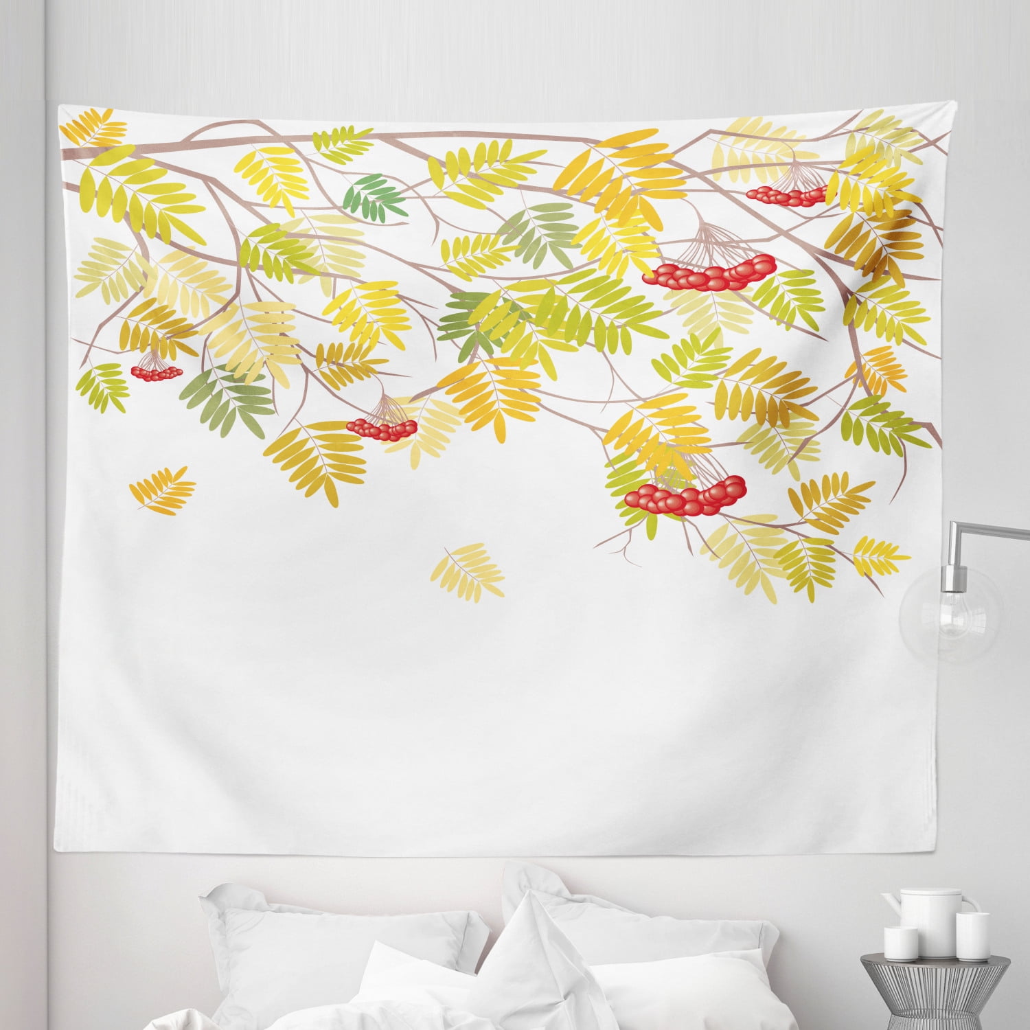 Rowan Tapestry, Colorful Autumn Season Theme Vivid Rowan Tree with ...