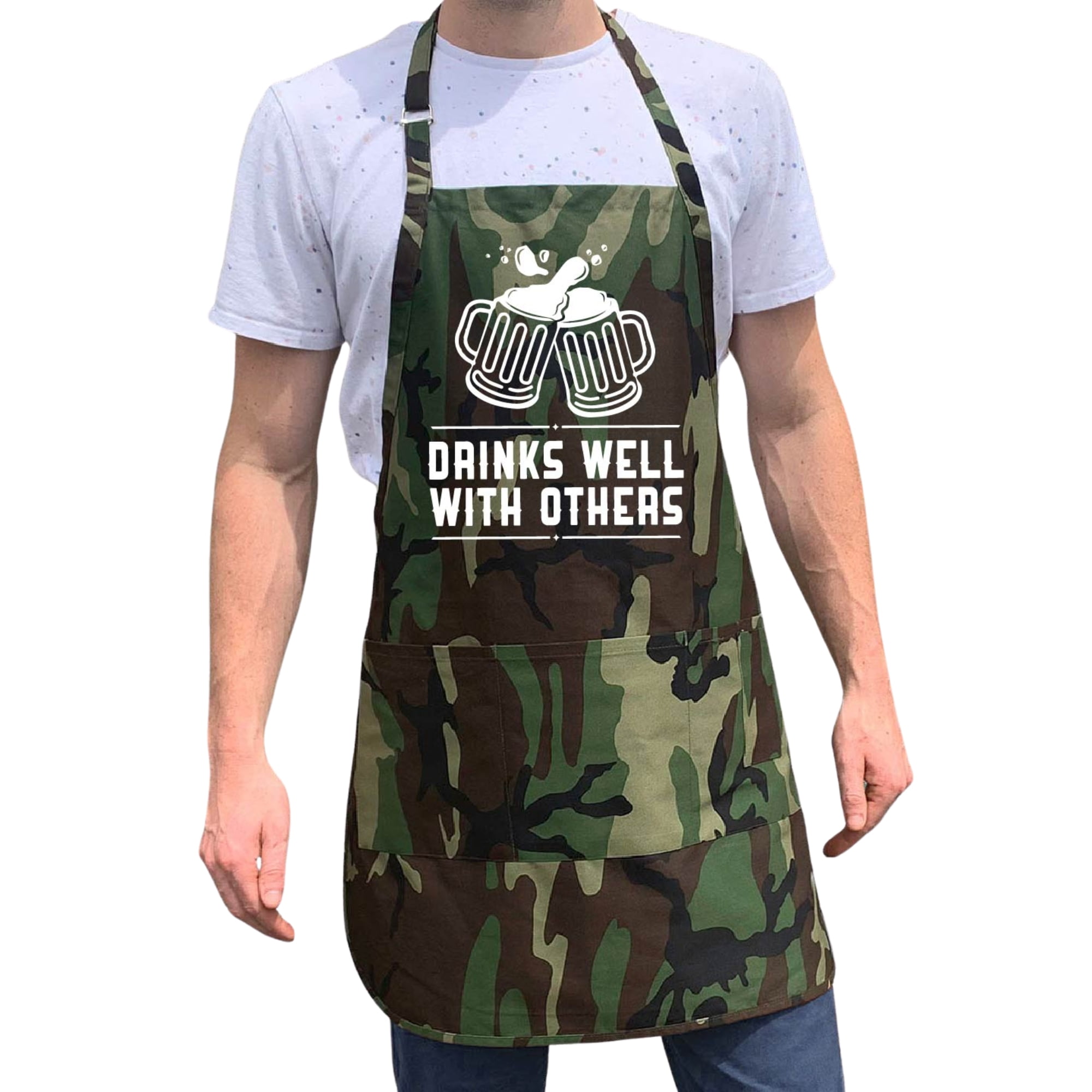 ApronMen, Funny Aprons For Men - Drinks Well With Others - 100% Cotton ...