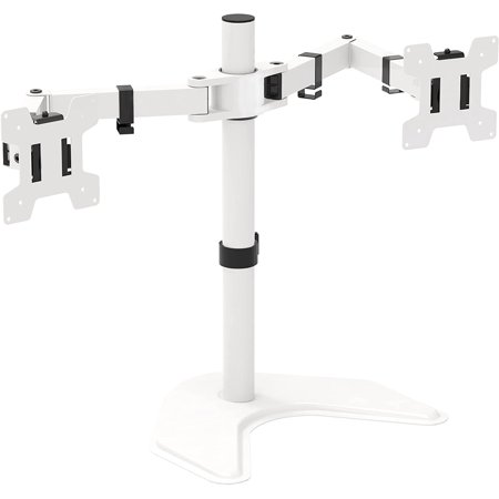 Dual Monitor Stand, Free Standing Desk Mount for 2 Monitors up to 27 ...