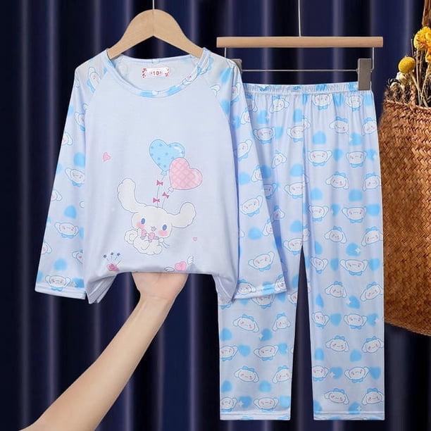 Kawaii Sanrio Cinnamoroll Children Pajamas Suit Hello Kitty Sleepwear ...