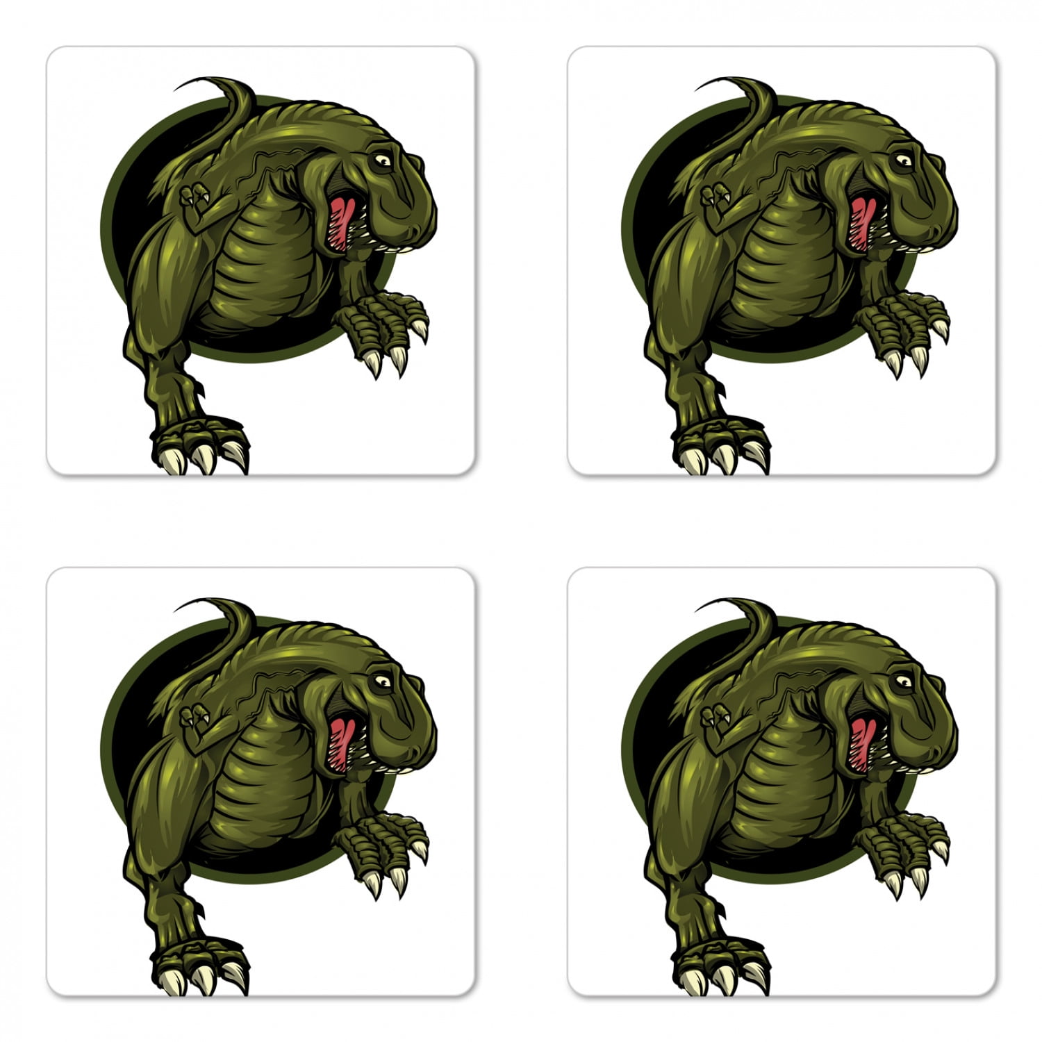 Jurassic Coaster Set of 4, Roaring T-rex Mascot Animal Horror Wildlife ...