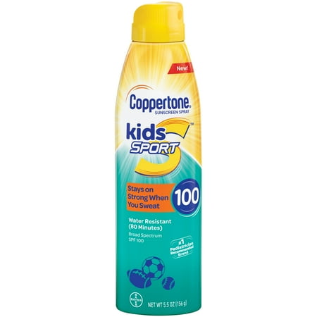 Coppertone Kids Sport Sunscreen Water Resistant Spray SPF 100, 5.5 oz ...