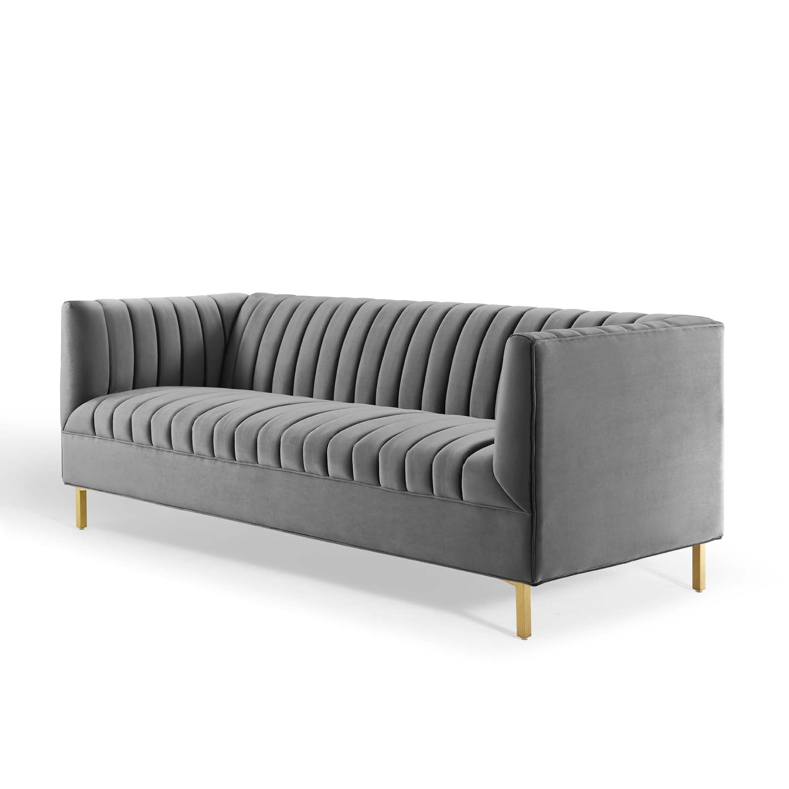 Tufted Sofa, Velvet, Grey Gray, Modern Contemporary Urban Design ...