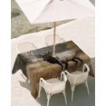 52x70 Inch Outdoor Tablecloth with Umbrella Hole Zipper Rectangle Farm ...