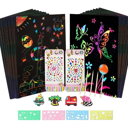 Mega-Loopolis 50 PCS Scratch Art Set, Scratch Paper Art Set for Kids ...