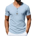 Daiosportswear Men'S Knitted Henley Shirts Short Sleeve Button V Neck ...