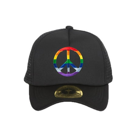 Rainbow Peace Sign Black Adjustable Trucker Hat | Walmart Canada