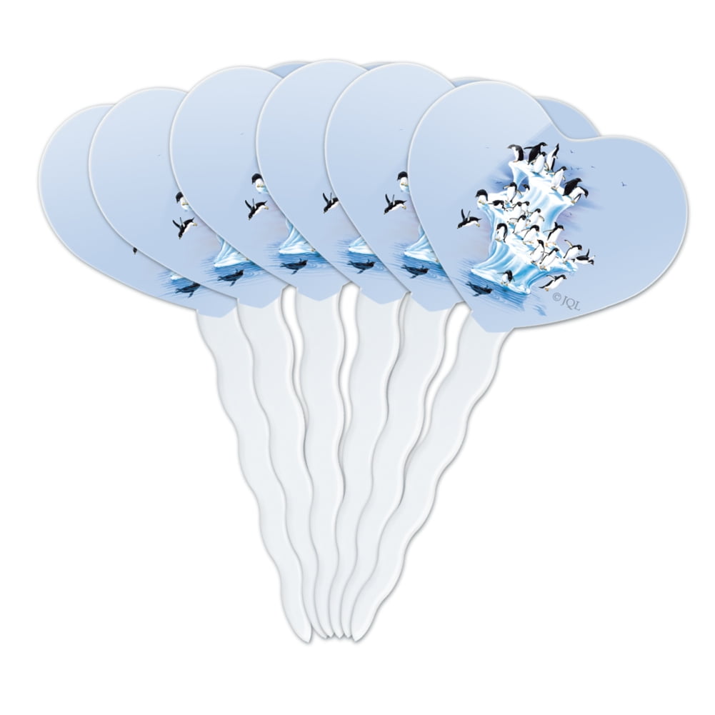 Emperor Penguin Iceberg Antarctic Heart Love Cupcake Picks Toppers ...