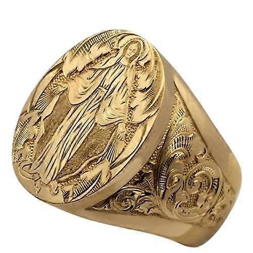 Anillo clásico de la Virgen María con escultura de color dorado, anillo ...