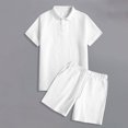 AGKIZG Men's Solid Color Short Sleeve Collar Top and Shorts Casual 2 ...